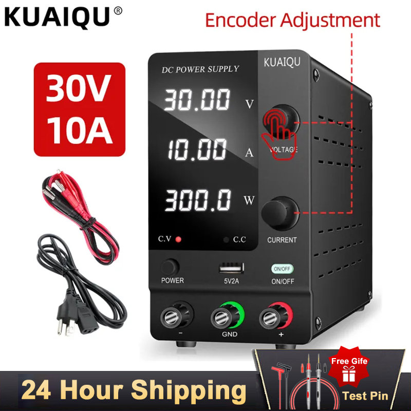 KUAIQU Adjustable Power Supply DC 30V 10A Voltage Regulator with 4-Digits LED Display 60V 5A ...
