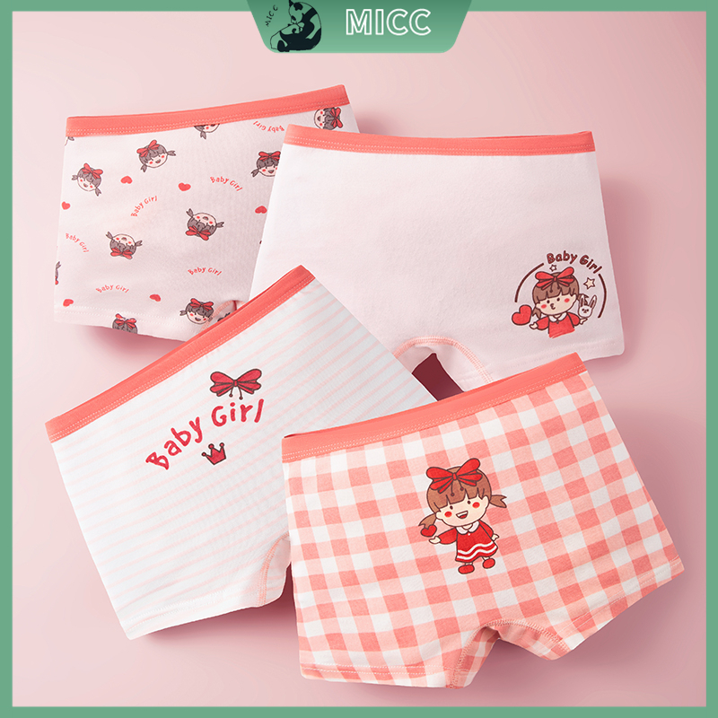 4pcs/box 1-14Y Girl Babygirl Kids Underwear Cotton Soft and sweat ...