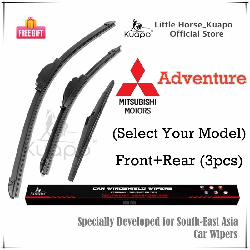 (Front+Rear 3pcs) Mitsubishi Adventure Wiper Blade Set for (Select Your ...