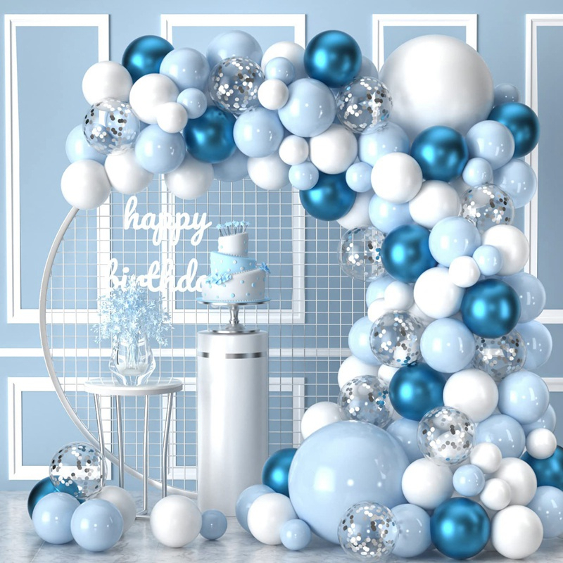 104PCS Blue Balloons Garland Arch Kit Silver Balloons Birthday ...