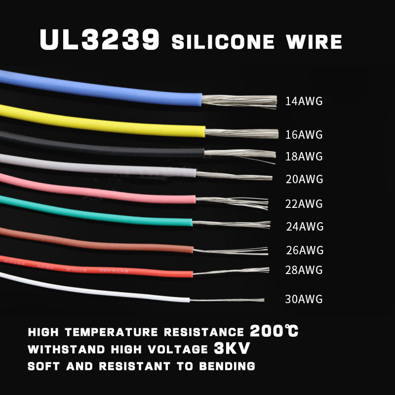 Ul3239 Silicon Wire 30/28/26/24AWG 3KV High Voltage Wire, Soft High Temperature Resistant 200 ...