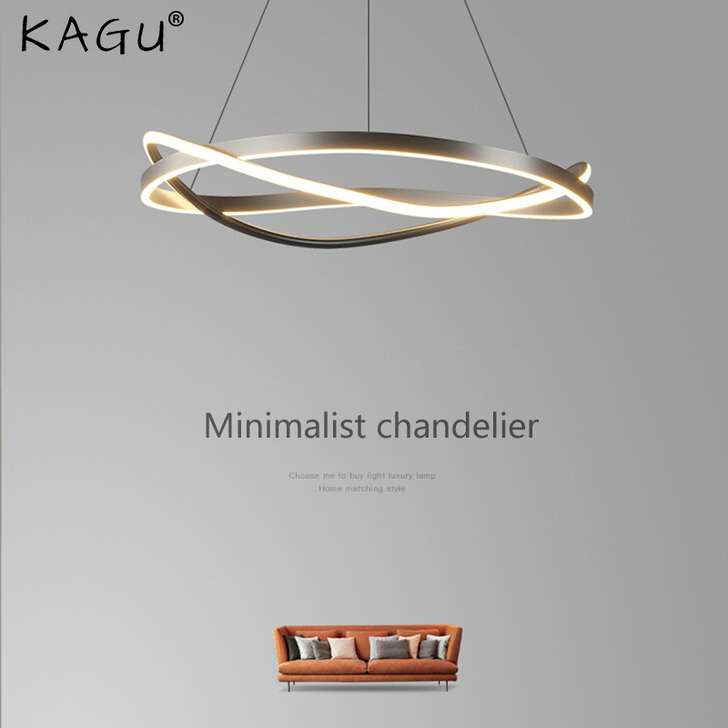 KAGU Minimalism Design Modern LED Chandelier Lights Living Dining Room lamp Bedroom Home Pendant ...