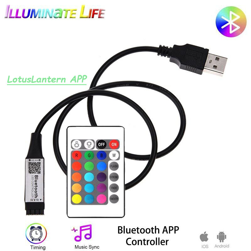LotusLanter APP Mini RGB Bluetooth Controller DC 5V USB Music Bluetooth ...