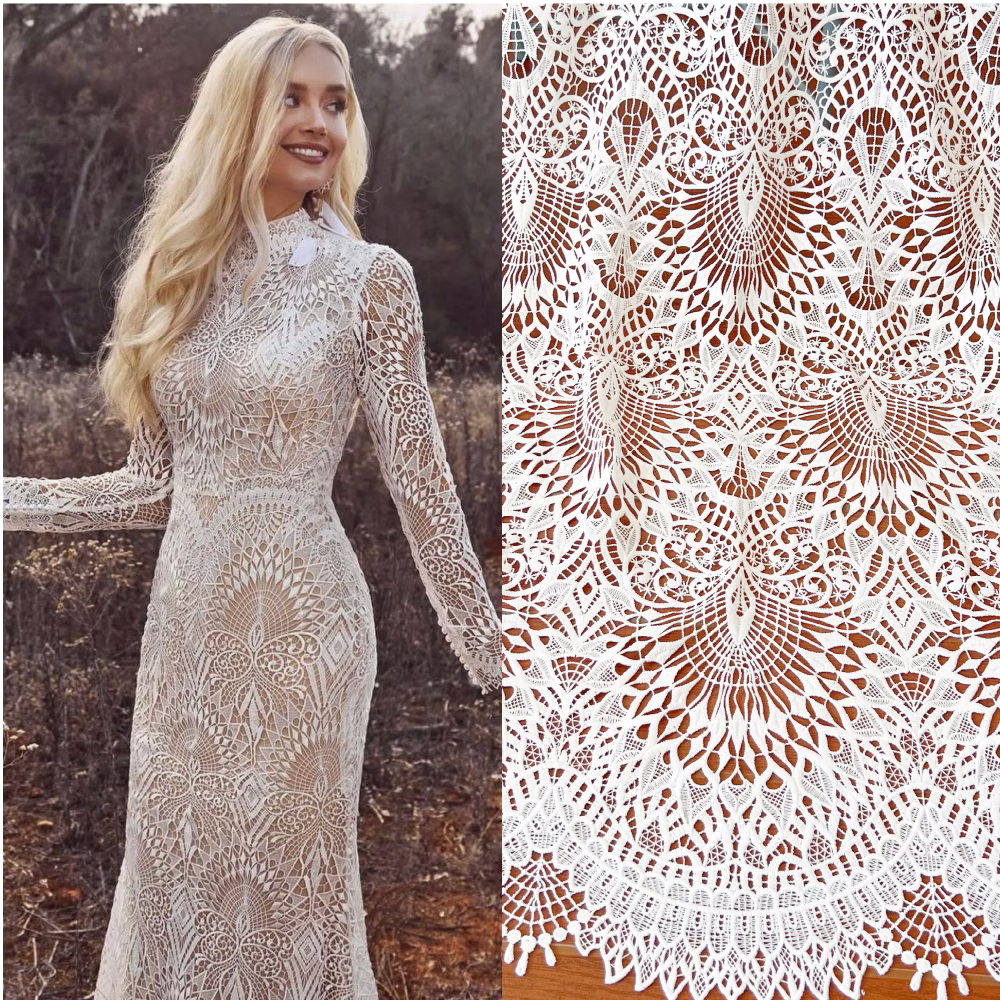 1 Meter Embroidery Lace Applique Flower Fabric Lace Trim Sew Collar ...