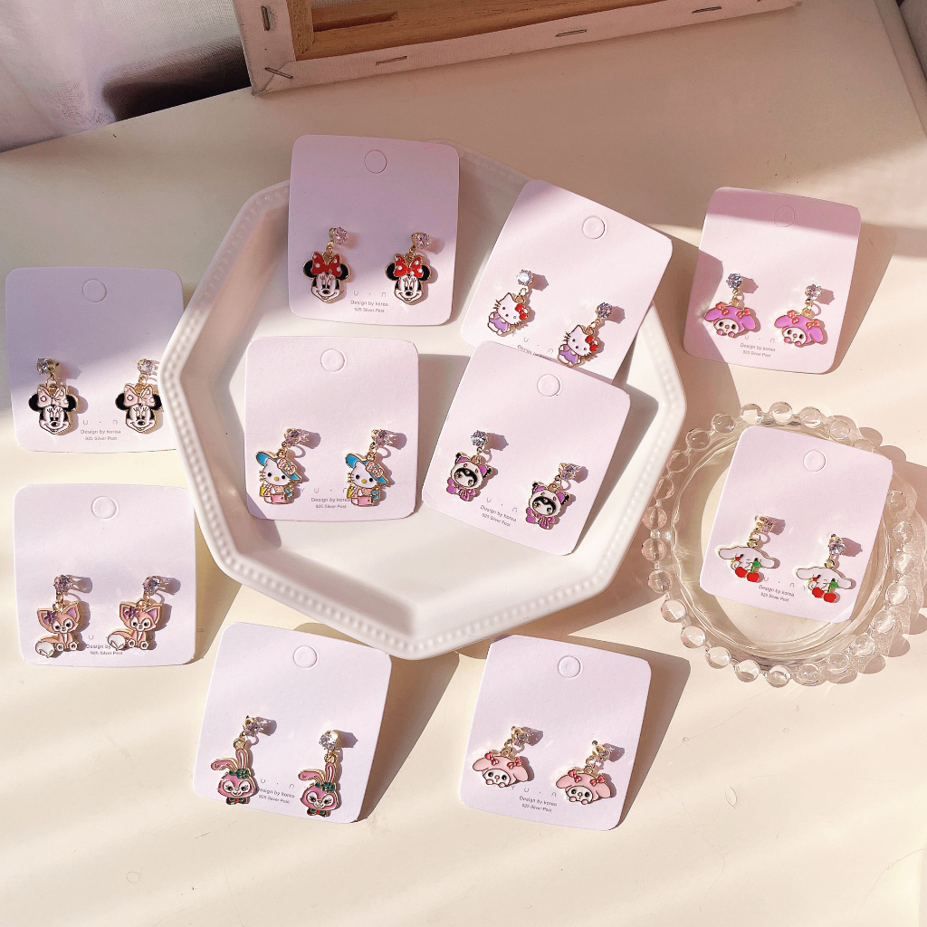 Sanrio Kawaii S925 Kitty Cinnamoroll Kuromi Jewelry Stud Earrings with ...