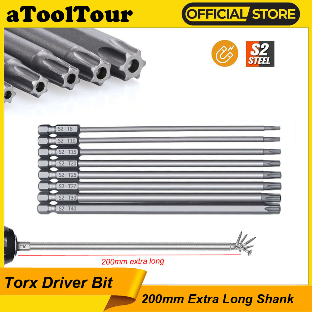 Magnetic Torx Bit Extra Long 200mm Screwdriver Set Security Tamper ...