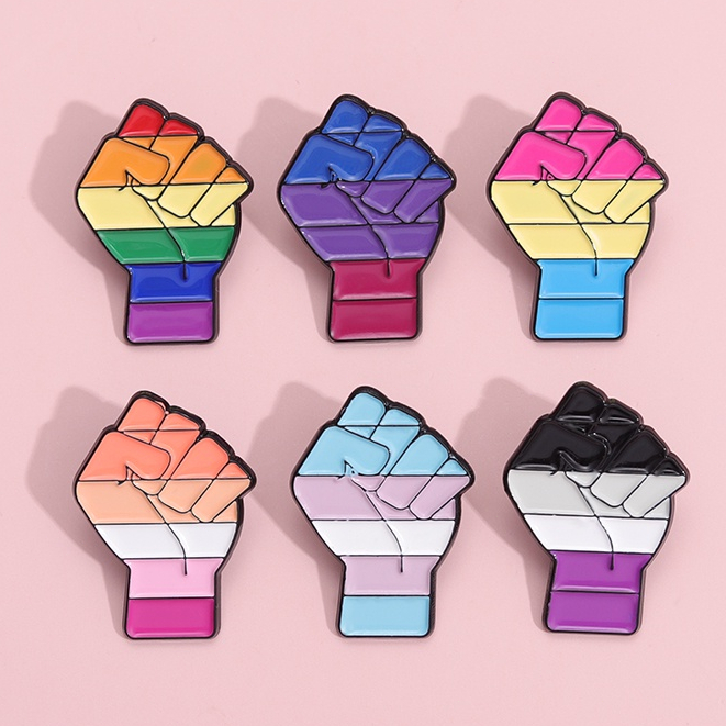 Fist Power Enamel Pins Colorful Fist Gesture Brooch Badges Lapel Pin ...