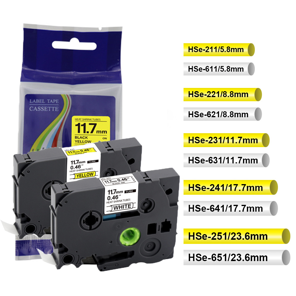 compatible Label Tape For Brother HSe-211 Hse-221 Hse-231 HSe-611 HSe ...