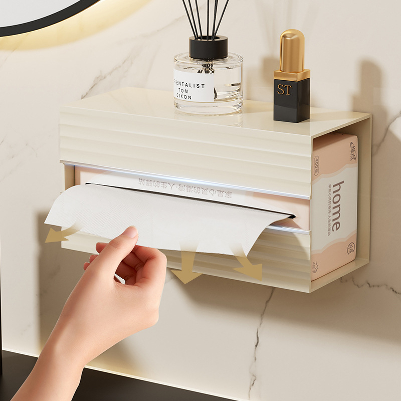 Tissue Holder Box Modern Wall Mounted Plastic Tissue Box for Bathroom ...