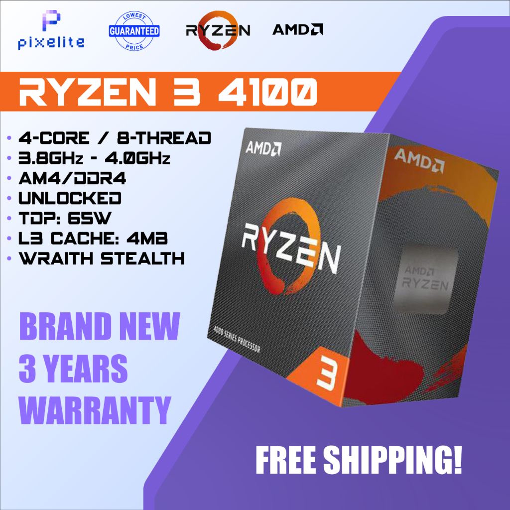 AMD Ryzen 3 4100 4 Cores 3.8GHz up to 4.0Ghz Unlocked AM4 Desktop CPU ...
