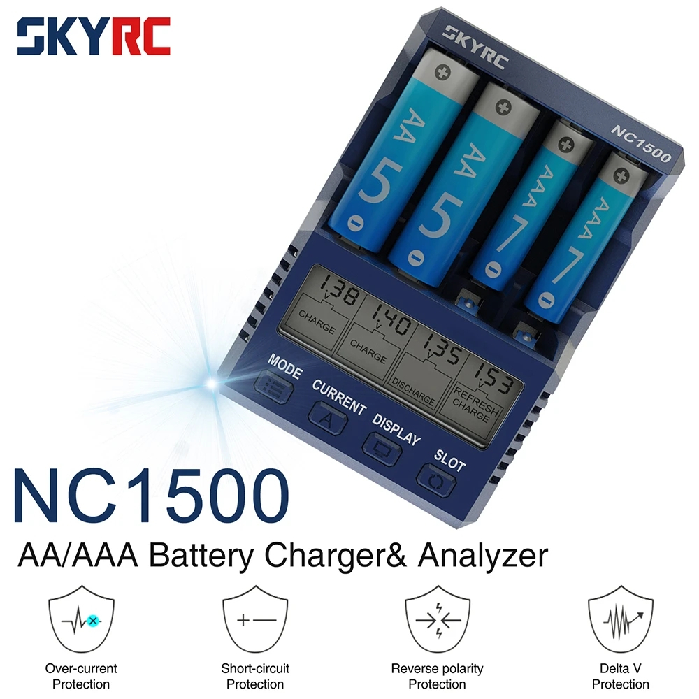 SKYRC NC1500 4-Slot Smart Battery Charger Discharger & Analyzer for AA ...