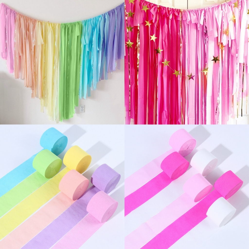 6pcs/Pack Crepe Paper Streamers Rolls Hanging Party Decorations Black ...