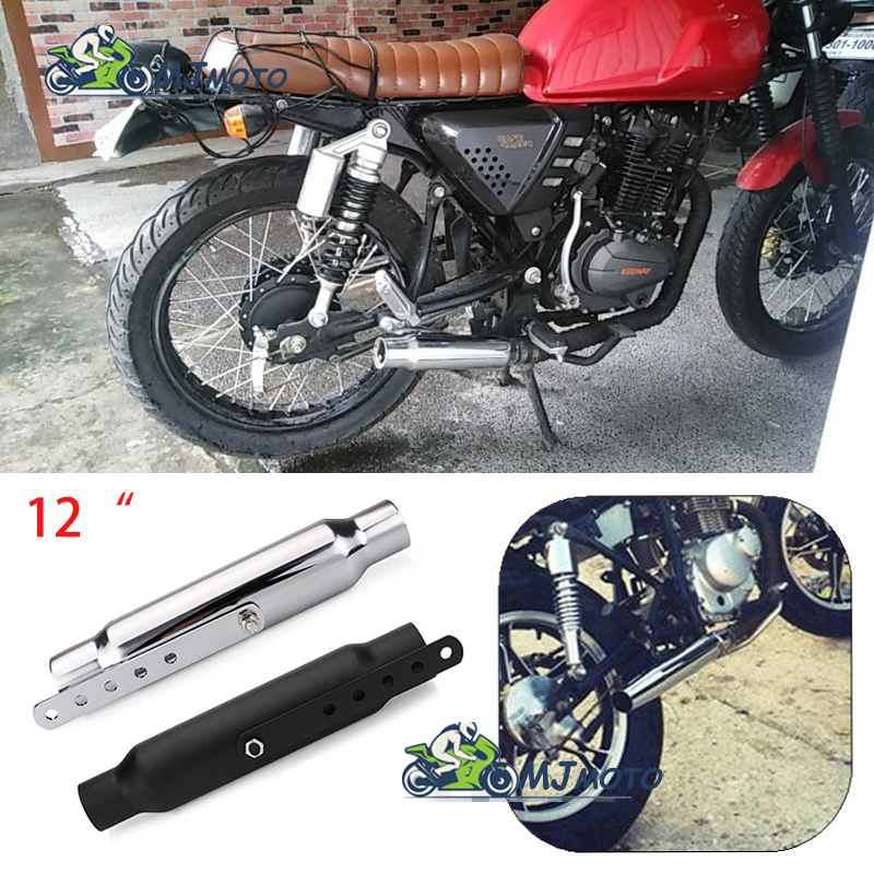 【MJMOTO】Motorcycle Cafe Racer Exhaust Pipe with Sliding Bracket Matte ...