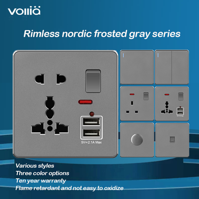 Vollia Wall Switch for Light 13amp Universal Outlet Socket for Wall 1/2 ...