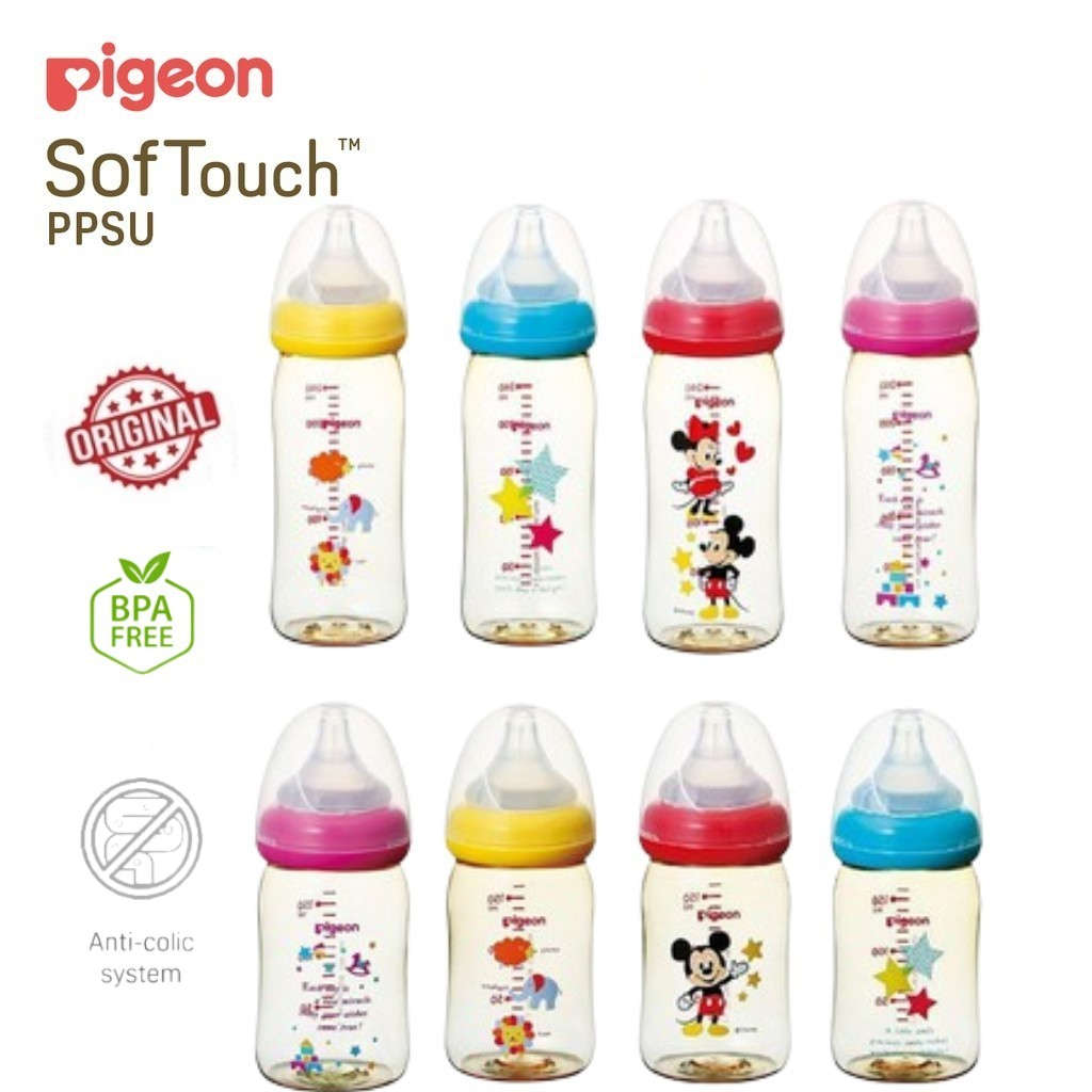 Pigeon Wide Neck milk bottle PPSU Bottle botol susu With Peristaltic Nipple ( Mickey )-Ready ...