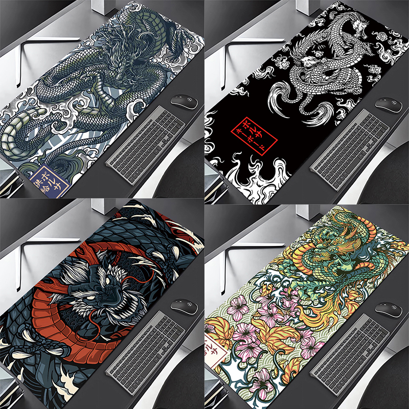 Japanese Dragon Mouse Pad Mat Samurai 90x40 Gaming Large Table Mousepad ...
