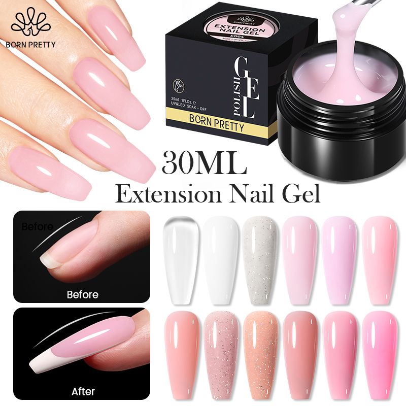 BORN PRETTY Extension Gel Polish Manicure Pink White Clear Quick Gel ...