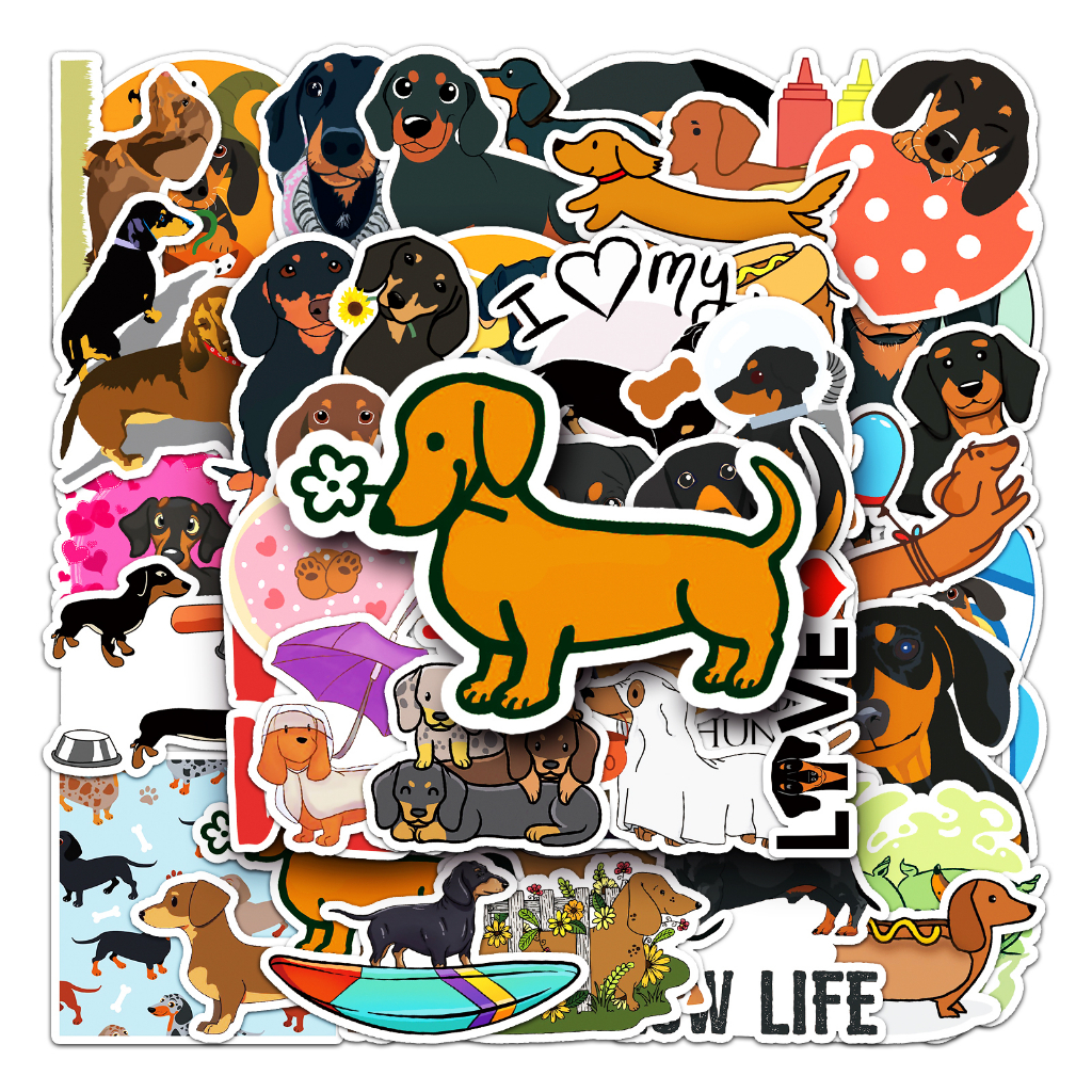 50 Piece Funny Dachshund Stickers Waterproof DIY For Laptops/Phones ...