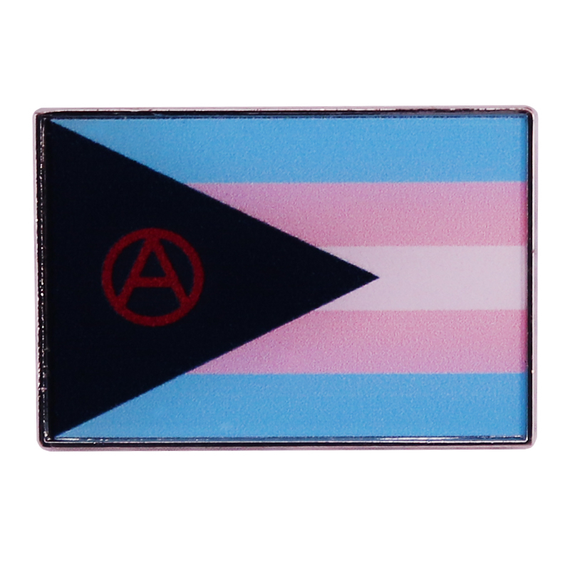 trans anarchist flag enamel pin Transgender Anarchism badge blue pink ...