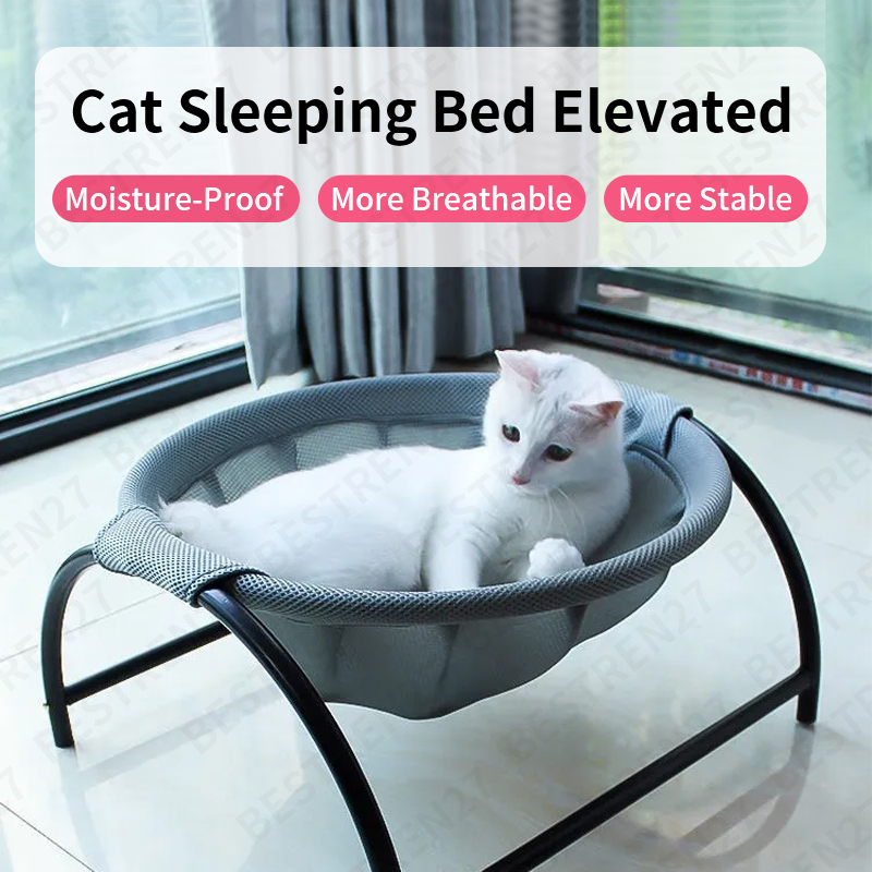 Pet Cat Sleeping Bed Elevated Pet Hammock For Dog Metal Frame Mesh ...