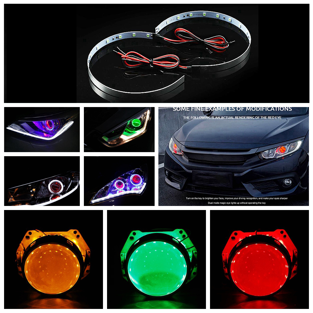 Car Headlights DIY Devil Eyes LED Halo Rings Kit LED Auto 360 Degree ...