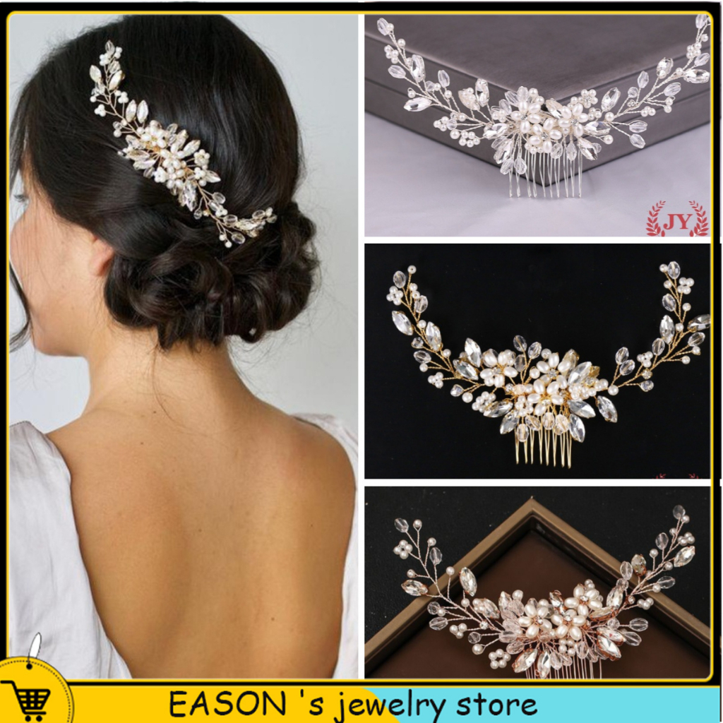 COD- Flower Bride Wedding Hair Comb Pearl Hair Jewelry Headpieces Pearl ...