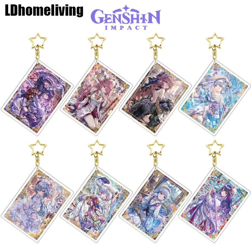 Genshin impact keychain Nahida Shogun Yelan card series sandwich ...