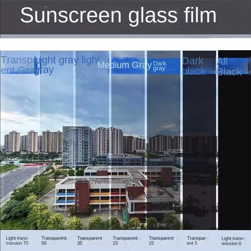 Yixi Gray Glass Sticker Transparent Indoor Partition Decoration Color ...