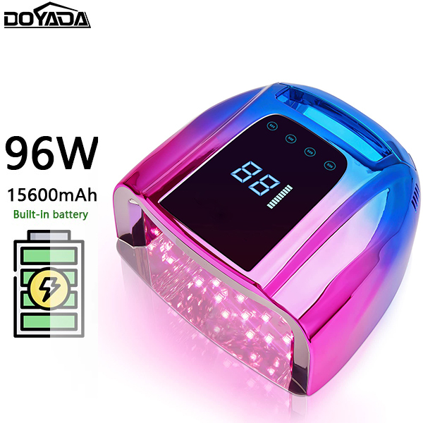 Rechargeable 96W Red Light Nail Lamp with Handle Cordless Gel Polish ...