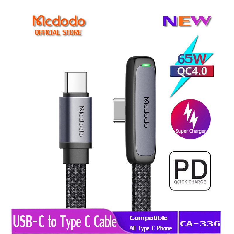 Mcdodo 90 Degree 65W USB C to Type C Gaming Fast Charging Cable For Sansung S23 xiaomi oppo CA ...