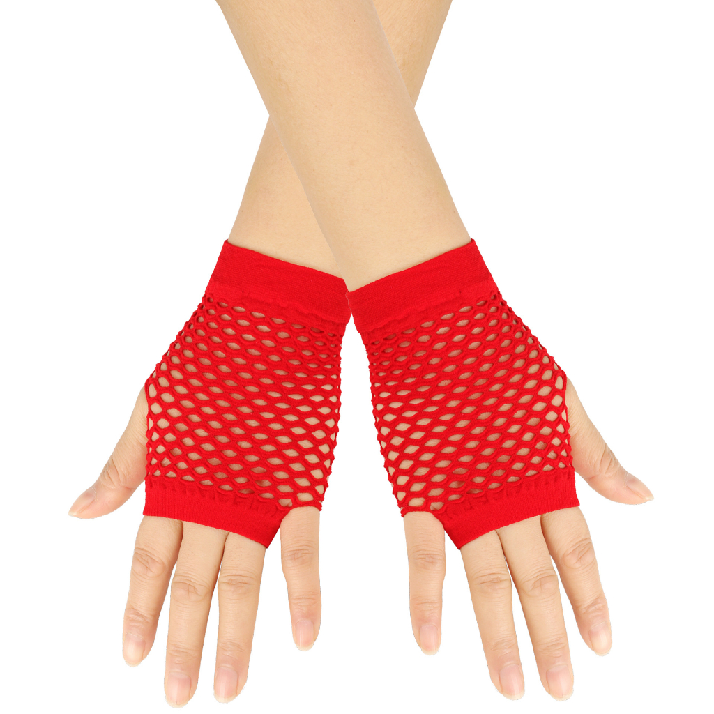 Hi-Kid Girls Mesh Gloves Short Wrist Gothic Punk Rock Costume Fancy ...
