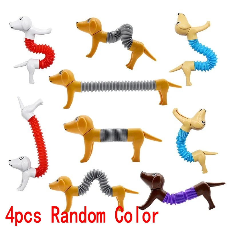 4pcs Kids Pop Tubes Fidget Toys for Children Girls Boys Spring Dog ...