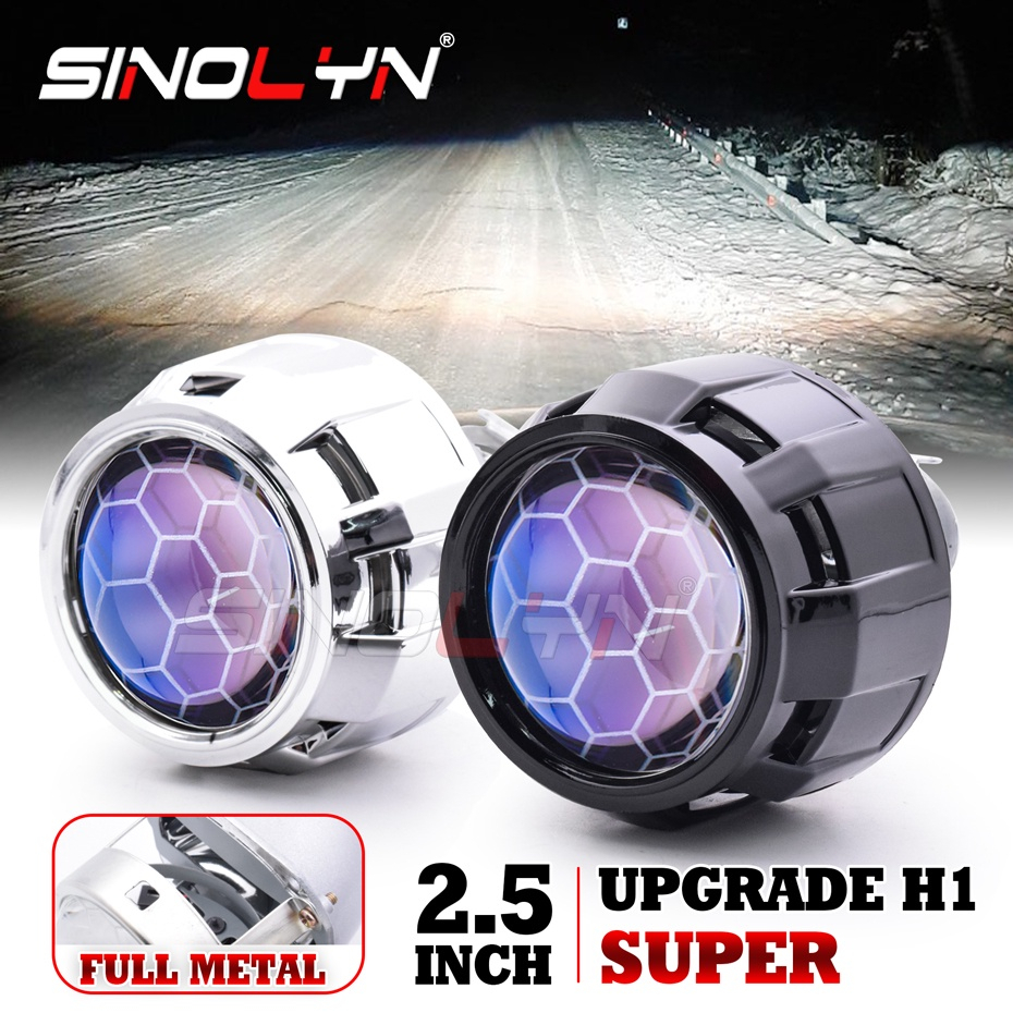 H4 H7 Bi-xenon Mini Projector Headlight Honeycomb Soccer Etching Blue ...