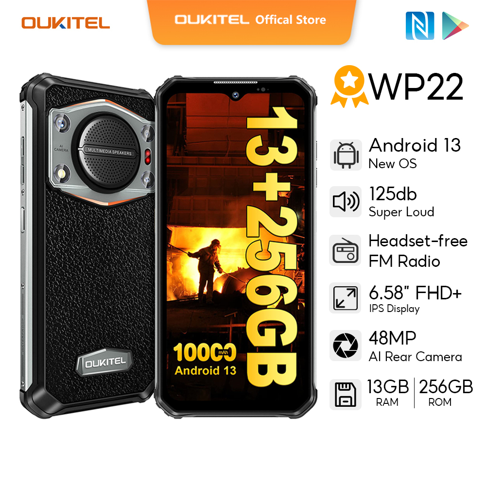 OUKITEL WP22 Rugged Cellphone（6.58“ FHD+ Android 13 13GB+256GB 10000mAh ...