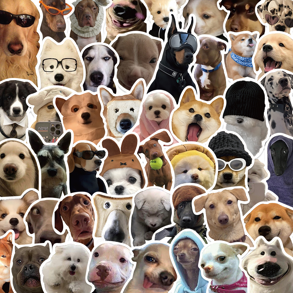 50PCS Cute Puppy DOG Animal Cartoon Funny MEME Stickers Toy Laptop ...
