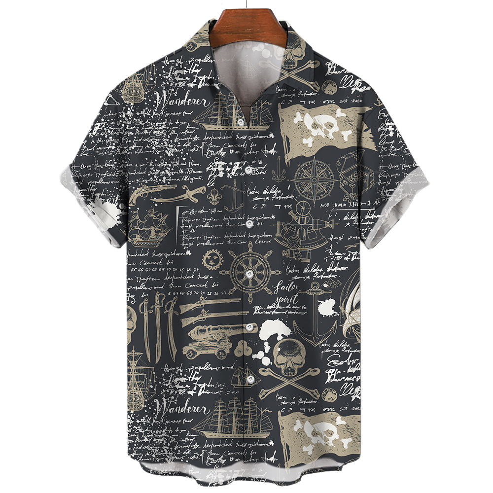 Summer Soft Breathable Compass Shirt Men Fashion Casual Beach Party ...