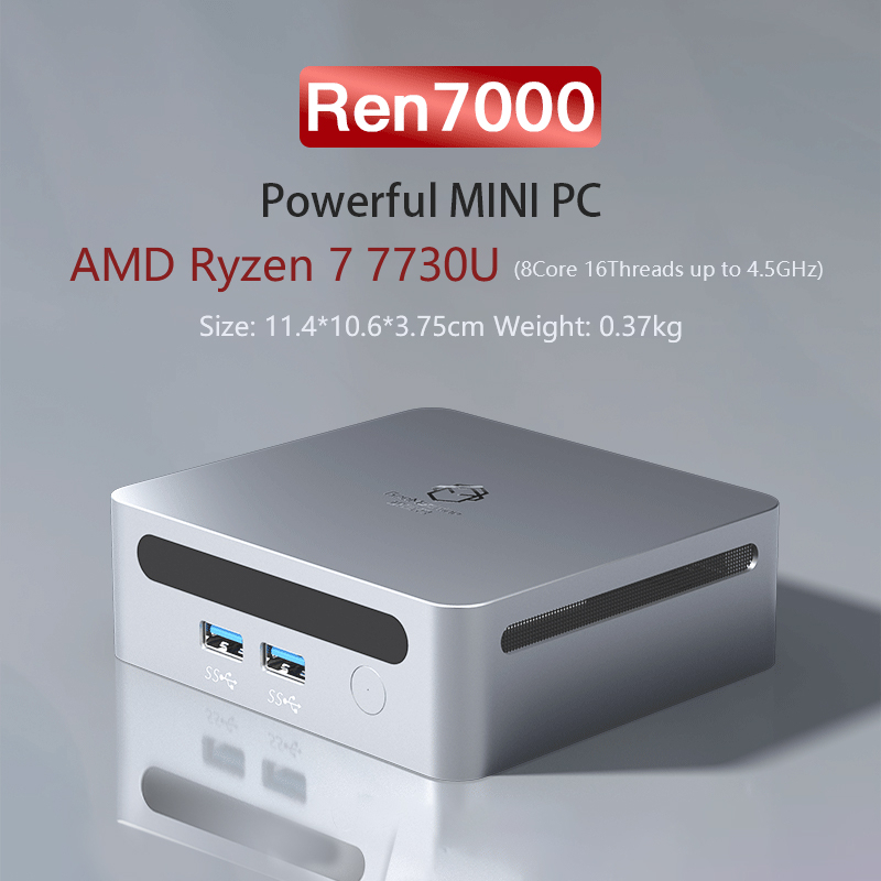 GenMachine Mini PC AMD Ryzen 7 7730U Windows 11Pro 2xDDR4 2xNVMe Gaming ...