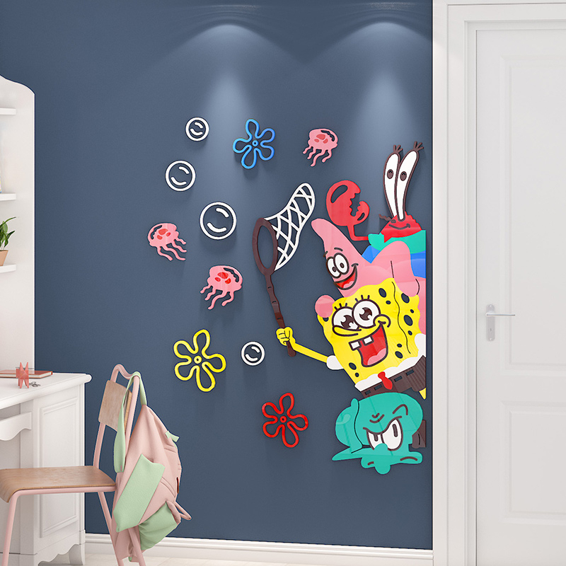 Floating Mica Painting DIY SpongeBob SquarePants Cartoon Wall Stickers ...