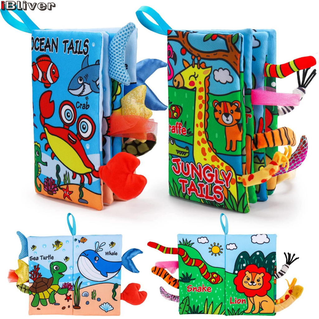 iBliver Soft Cloth Baby Books 0-6 Months High Contrast Sensory Baby ...