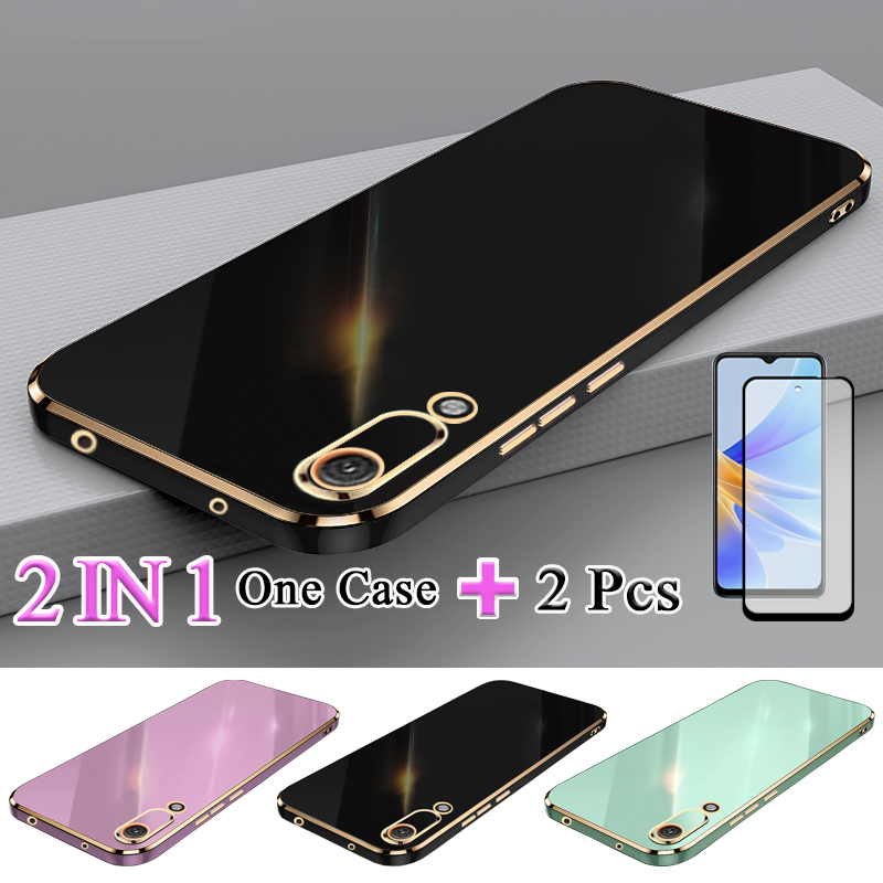 2 IN 1 Huawei Y6 Pro 2019 Gold Edge Plating Phone Case Ready Stock With ...