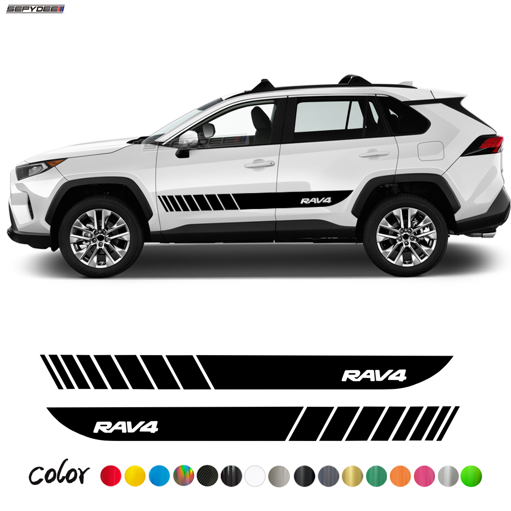 2Pcs Car Door Side Skirt Sticker Auto Body Long Stripes Text Graphics ...