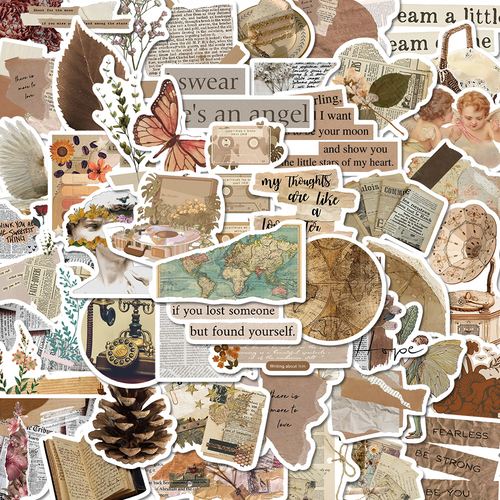 【in stock】52pcs retro series art stickers creative and artistic hand ...