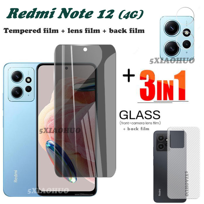 3in1 Redmi Note 12 Anti-Spy Privacy Tempered Glass Redmi Note 12 ...