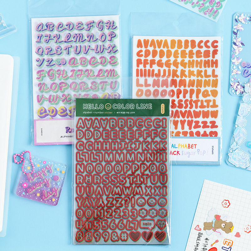 10sheet Set Korean Iconic Color Projection Effect Number Figure English ...