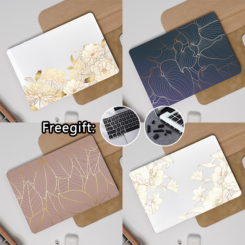 Luxury Floral Leaf Case with Keyboard Cover + Dust Plug for 2023 ...