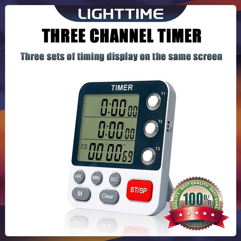Digital Kitchen Timer 3 Channels Countdown Alarms Reminder Stopwatch Timer Clock With Memory ...