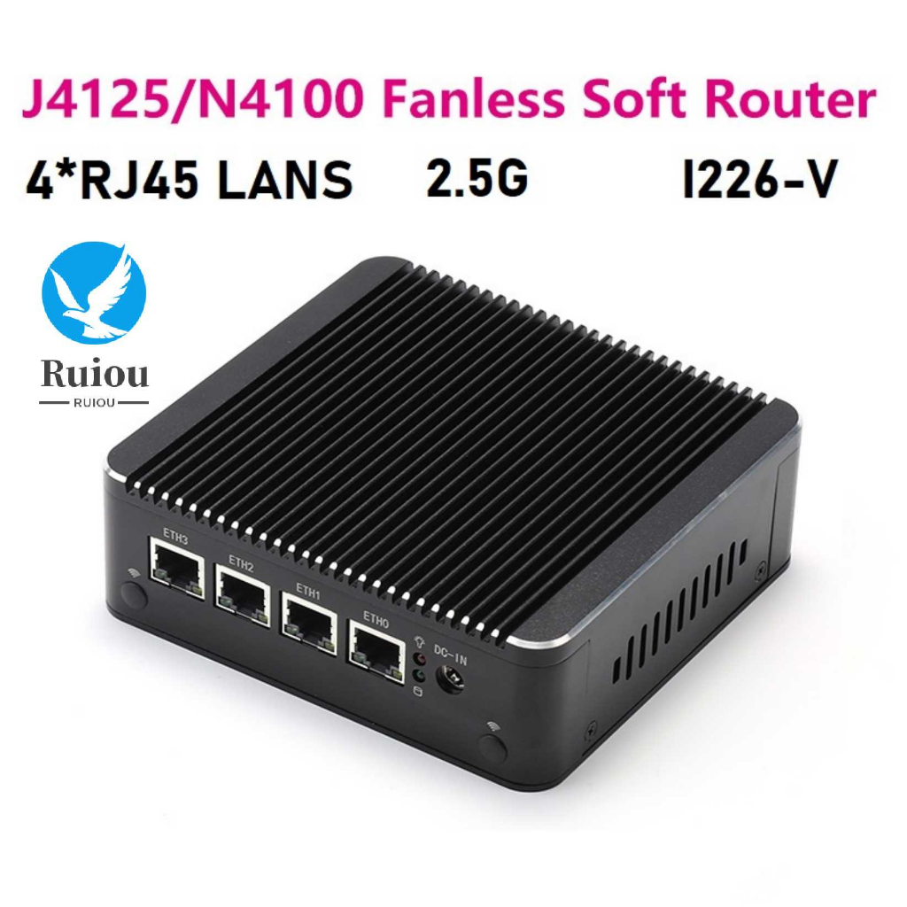 Fanless Soft Router Celeron J4125 Mini PC 4x Intel i226 2.5G LAN HD VGA ...