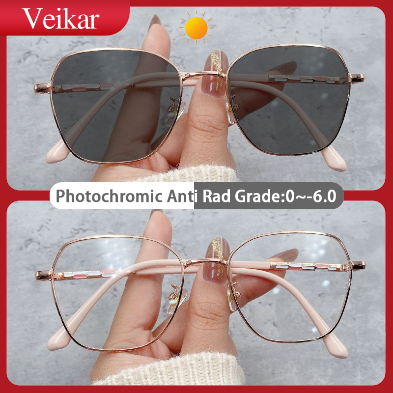 Photochromic Graded Eyeglass For Women Men Anti Radiation Eye Glasses With Grade Replaceable ...