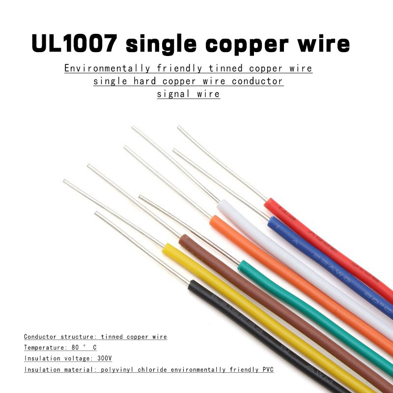 Ul1007 Single-Strand Single-Core Electronic Wire 26awg 24awg 22awg 20awg 18awg Single Silver ...