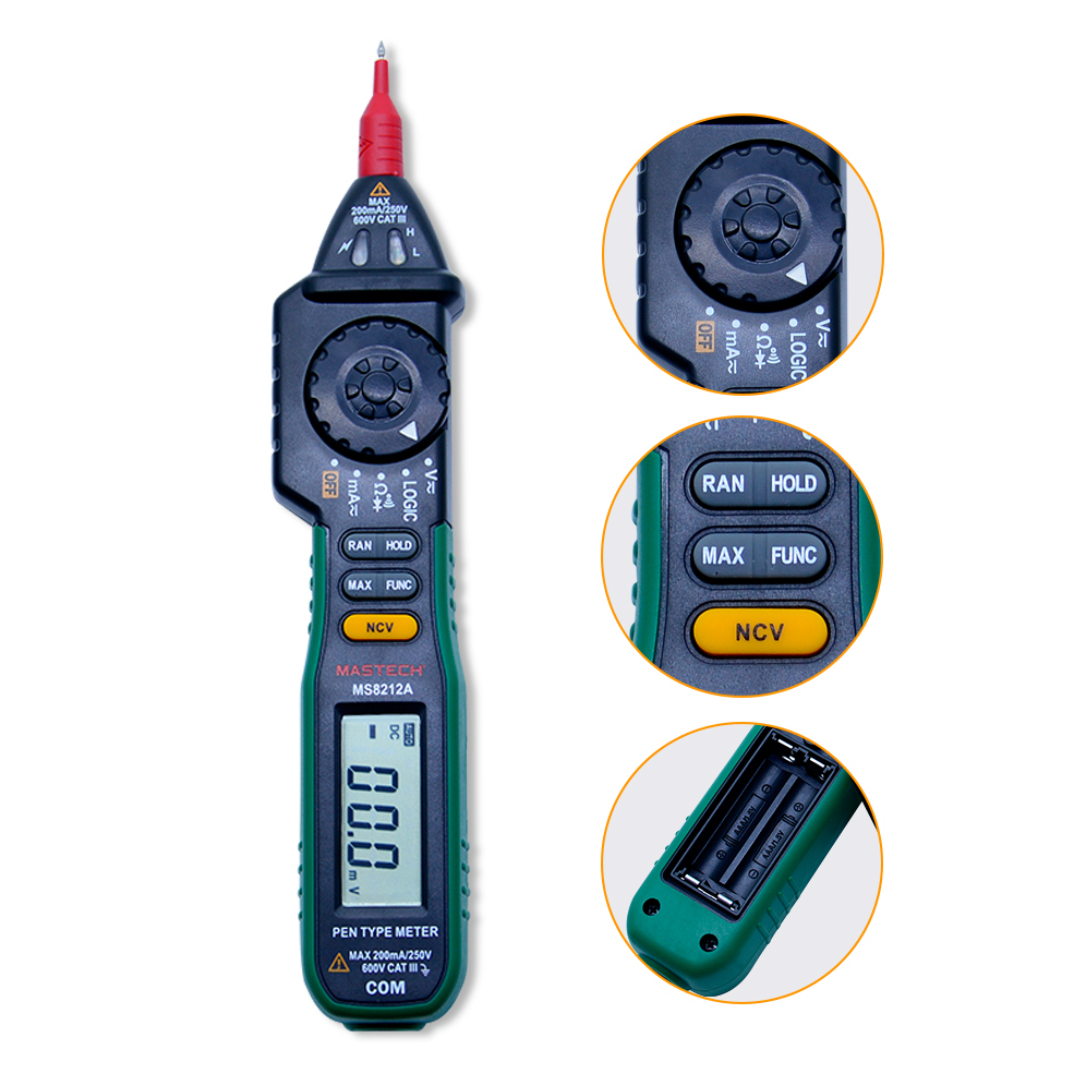 Mastech MS8212A Pen Type Digital Multimeter For AC/DC Voltage Current ...